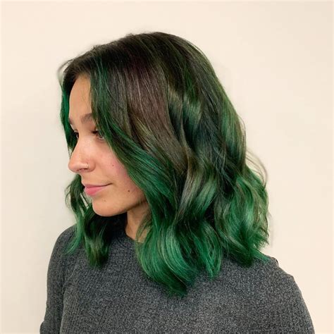 Forest Green Dip Green Hair Dye Green Hair Colors Dark Green Hair