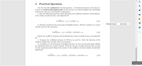 2 Practical Questions Use The Data File Caschoolcsv