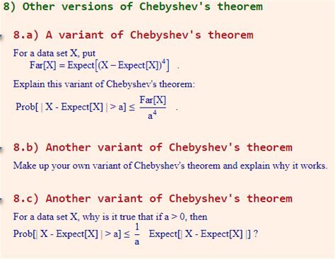 Solved 8 Other Versions Of Chebyshevs Theorem 8a A