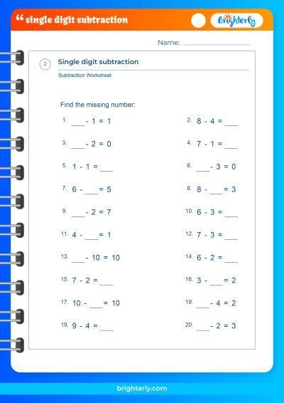 Free Printable Single Digit Subtraction Worksheets Pdfs