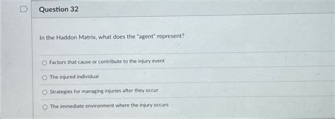 Solved Question 32in The Haddon Matrix What Does The