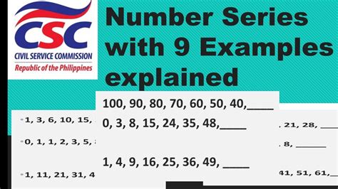 Number Series Csc Exam Civil Service Reviewer Numerical Reasoning Youtube