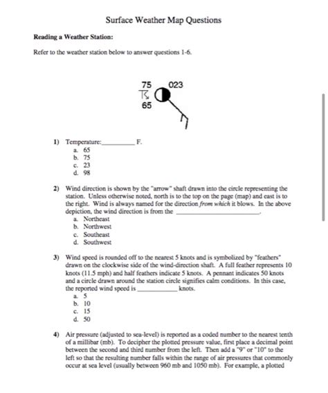 Solved Surface Weather Map Questions Reading A Weather Chegg