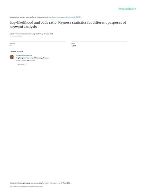 Log Likelihood And Odds Ratio Keyness Statistics For Different