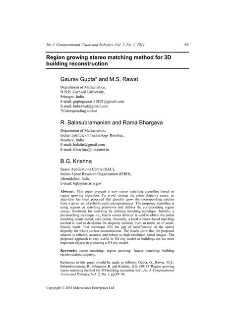 Pdf Stereo Matching For 3d Building Reconstruction