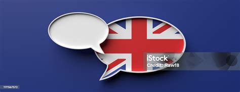 영국 국기 이야기 풍선 과 빈 연설 거품 에 파란색 배너 3d 일러스트레이션 0명에 대한 스톡 사진 및 기타 이미지 0명 3차원 형태 개념 Istock