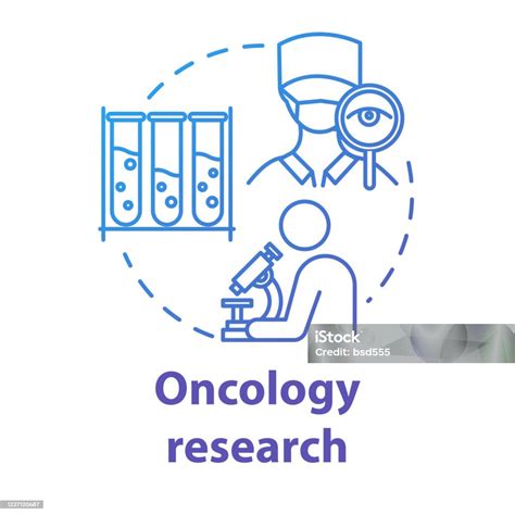 종양학 연구 개념 아이콘입니다 실험실 화학 분석 의학 연구 생명 공학 실험 아이디어 얇은 라인 그림 벡터 절연 윤곽선 Rgb 색상 그리기 종양학에 대한 스톡 벡터 아트 및