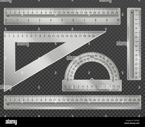 Measuring Tools Rulers Triangle And Protractor Set Vector