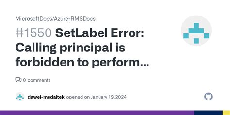 setlabel error calling principal is forbidden to perform the operation