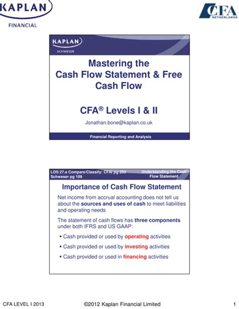 Cash Flow Statement And Free Cash Flow Cfa Levels I And Ii