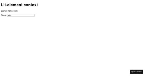 Lit Element Context Demo Forked Codesandbox