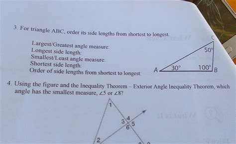 Solved For Triangle Abc Order Its Side Lengths From Shortest To