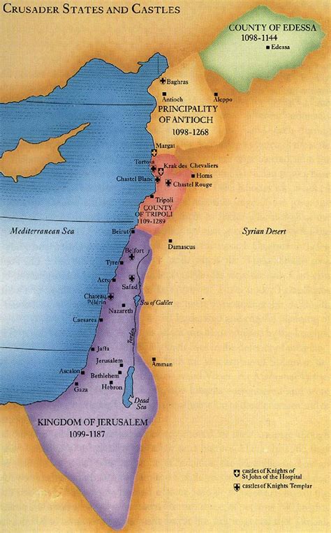 Crusader States And Castles Map Crusader States And Castles Map