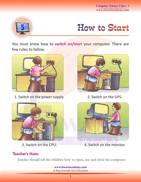 Class 1 Computer Chapter 5 How To Start A Computer