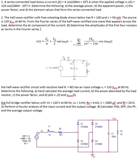 Solved A Series Connected Load Draws A Current I T 4 Cos