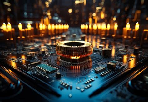 Premium Photo Cpu And Motherboard In Dark Room Abstract 3d Render Of Computer Processor