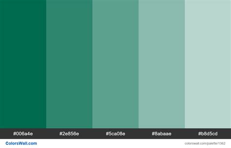 Bangladesh Green Color 5 Tints Hex Colors 006a4e 2e856e 5ca08e 8abaae B8d5cd Brand