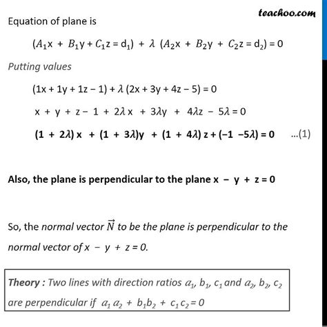 Question 11 Find Equation Of Plane Passing Through Line Of Intersect