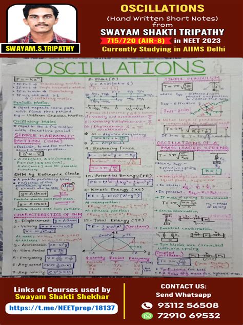 Oscillations Short Notes From Swayam Air 8 Neet 2023 Download Free