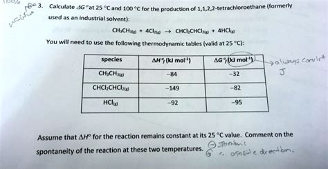SOLVED 00 02 3 Calculate AG At 25 C And 100 For The Production Of 1 1 2 2