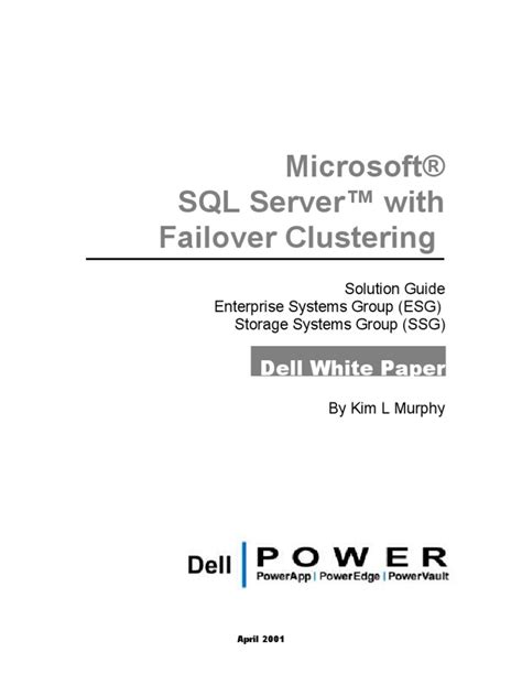 microsoft® sql server™ with failover clustering dell white paper pdf