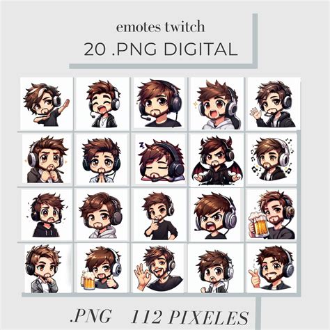 20 Twitch Emotes Bundle Cute Chibi Gamer Boy Emote Pack Streamer