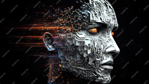 Premium Photo Digital Human Face Abstraction Big Data Artificial