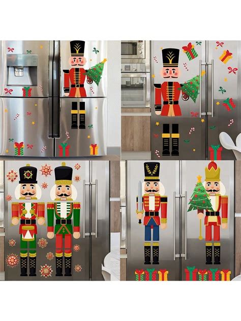 1개 크리스마스 호두까기 인형 벽 스티커 눈송이 창문 벽 장식품 호두까기 병사 창문 장식품 벽 스티커 겨울용 거실 크리스마스 휴일 장식 3가지 스타일 Wall