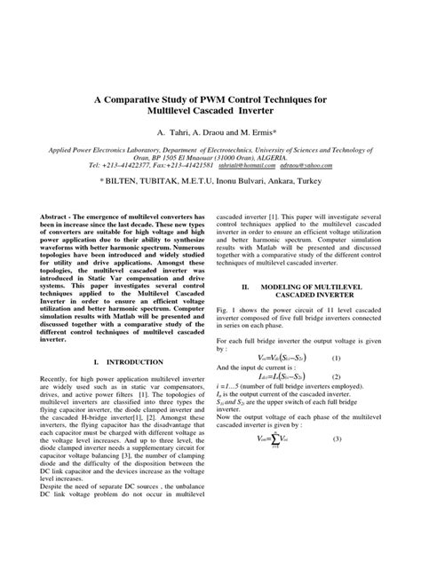 A Comparative Study Of Pwm Control Techniques For Multilevel Cascaded
