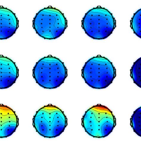 Scalp Topography Of Three Rois Under Four Kinds Of Selections From Left
