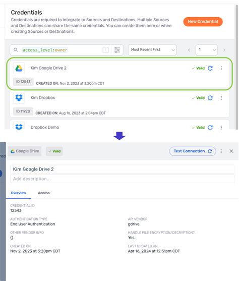 View Manage Credentials Nexla Docs
