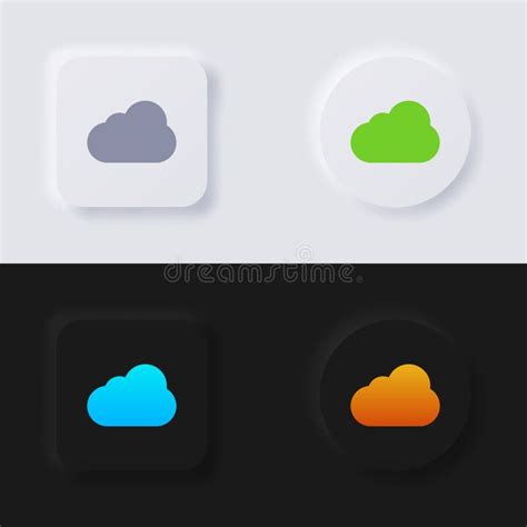 Cloud Symbol Icon Set Multicolor Neumorphism Button Soft Ui Design