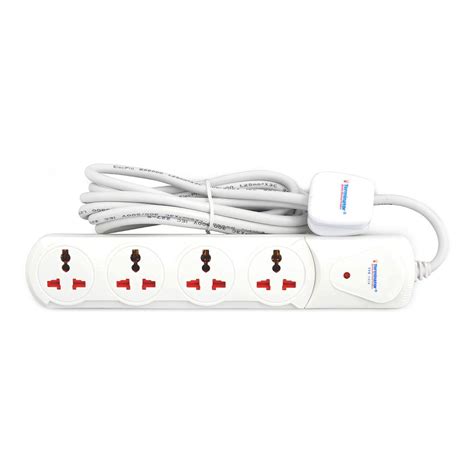4 Way Universal Power Extension Socket 1 25mm2 Cable Single Led 5m