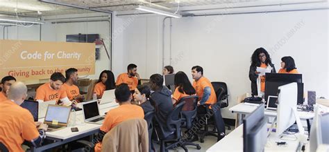 Hackers Coding For Charity At Hackathon Stock Image F0223032 Science Photo Library