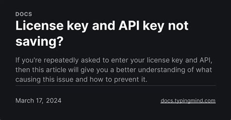 License Key And Api Key Not Saving