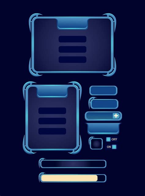 set of fantasy rpg game ui board pop up template for gui asset elements