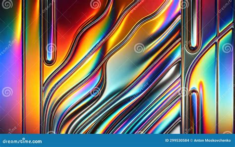 A Digital Abstract with Colorful Metallic Waves Creating a Futuristic and Dynamic Visual Texture ...