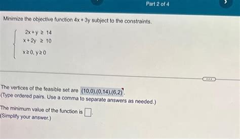 solved minimize the objective function 4x 3y subject to the