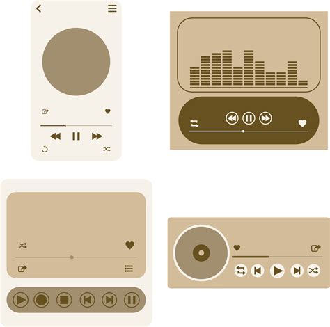 Ui Music Player With Interface Design Vector Illustration Set