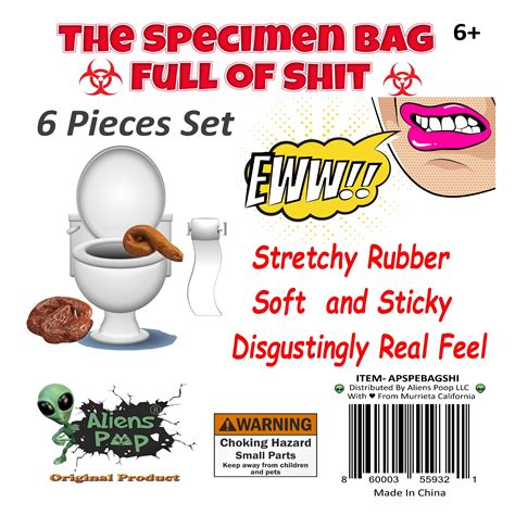 Aryellys The Prank Specimen Bag Of Fake Poop 5 Sticky 1 Floating