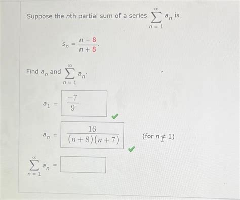 Solved Suppose The Nth Partial Sum Of A Series N 1an Is Chegg Com