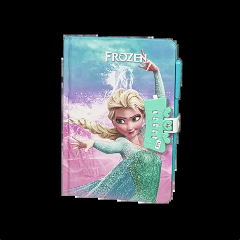 Elsa Design Blue Notebook With Lock And Pen Freeshop