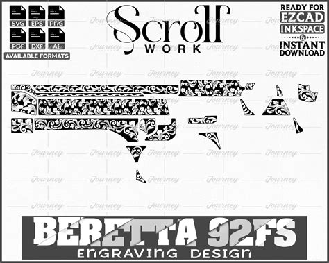 beretta 92fs firearms scroll design for engraving custom gun engraving design editable ai svg