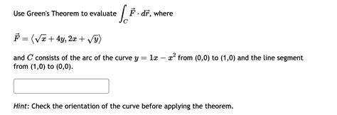 solved use green s theorem to evaluate ∫cf⋅dr where