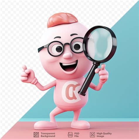 Premium Psd A Cartoon Character With A Magnifying Glass And A