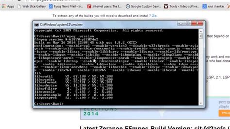 how to install setup ffmpeg on windows 7 youtube
