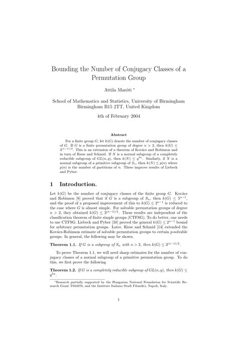 pdf the number of conjugacy classes of a permutation group