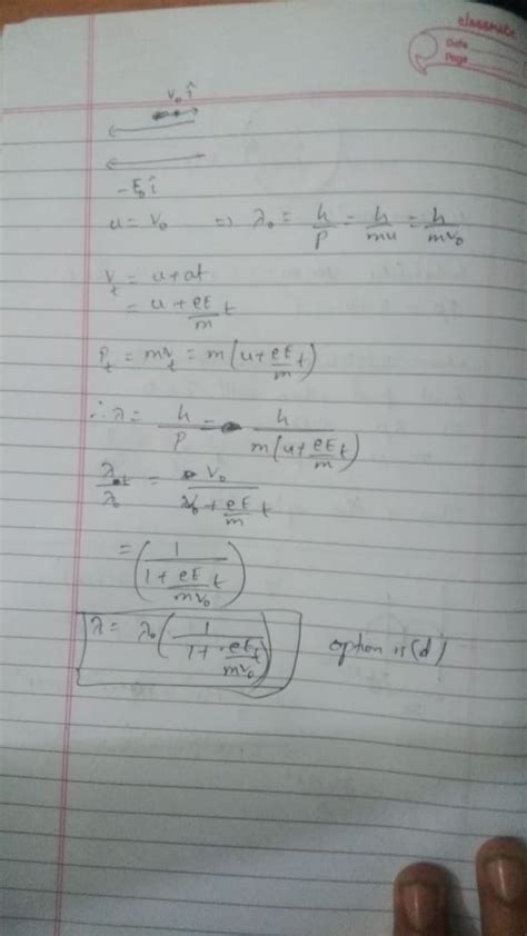 8 An Electron Of Mass M With An Initial Velocity V Voi V 0 Enters