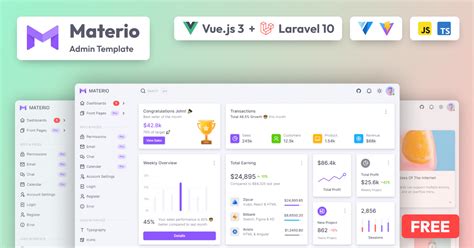 Materio Free Vuetify Vuejs Laravel Admin Template
