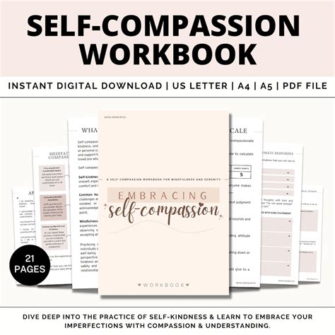 Self Compassion Workbook Printable Self Care Journal Therapy
